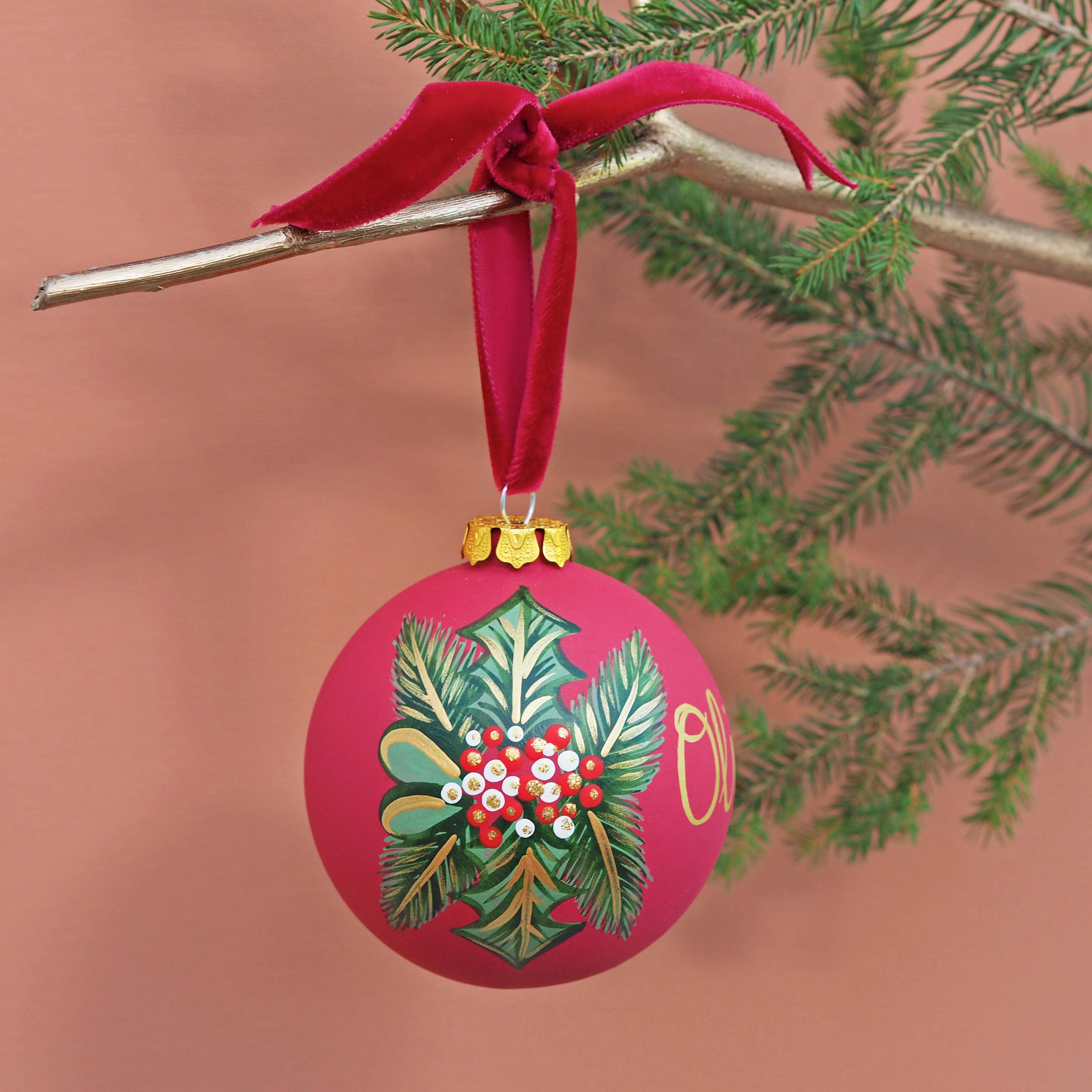 Large Festive Personalised ceramic bauble – Hello Marilu